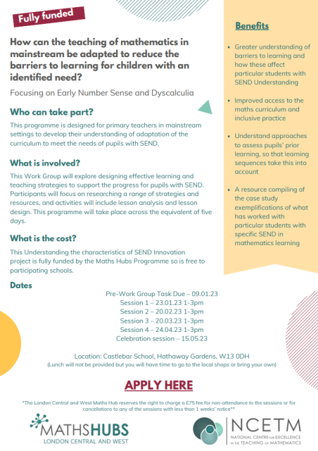 Adapting mathematics to reduce barriers – SEND project – LCWMathsHub